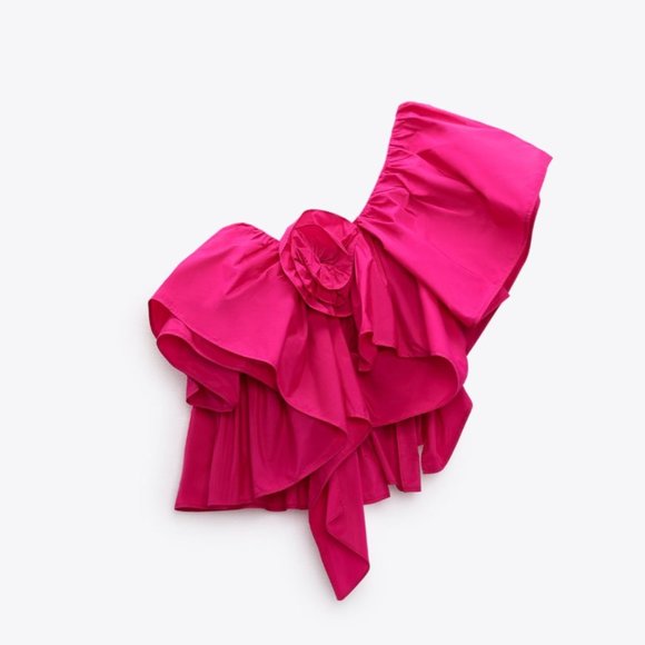 Zara | Tops | Zara Ruffled Asymmetric Top | Poshmark